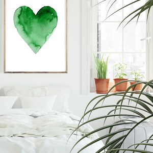 Green Heart Printable Poster, Home Wall Decor, Nursery Decor, Heart ...