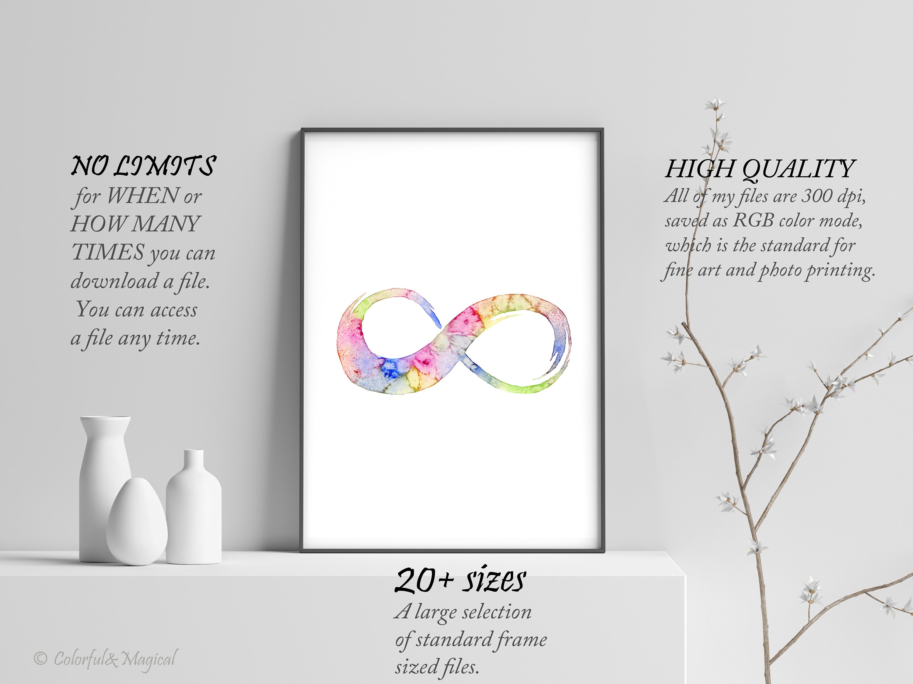 Infinity Symbol Watercolor Art Print Wedding Gift Feng - Etsy
