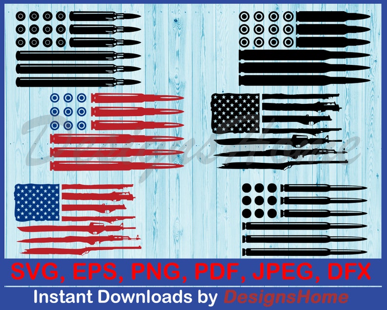 Bullet US Flag, Bullet American Flag Svg, Guns Flag Svg, Guns Usa Flag ...