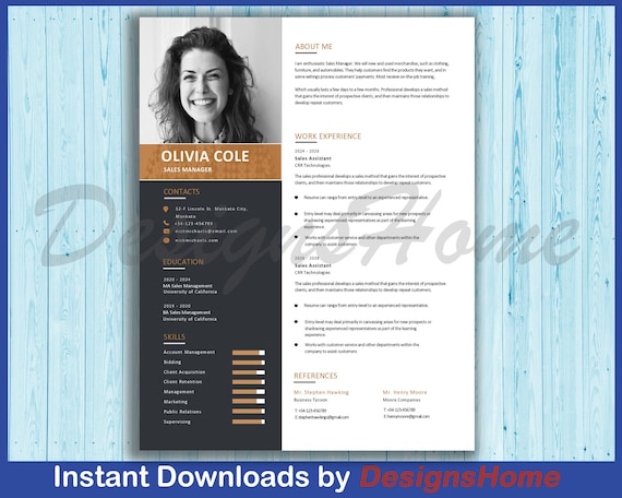 1 Page Resume Template MS Word Fully Editable - Etsy