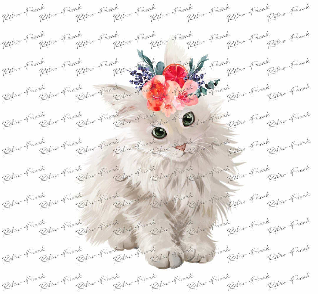 Cat With Flowers Sublimation Designs PNG Files for Sublimation Clipart ...
