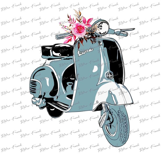 Scooter vespa clipart Motorcycle watercolor Sublimation | Etsy