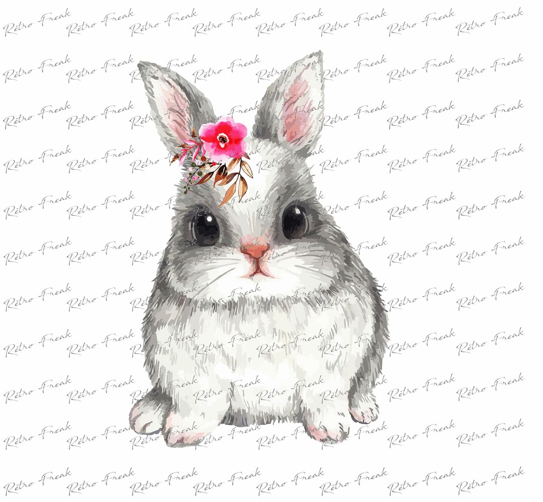 Bunny With Flower Png Sublimation Designs Downloads Easter Sublimation ...