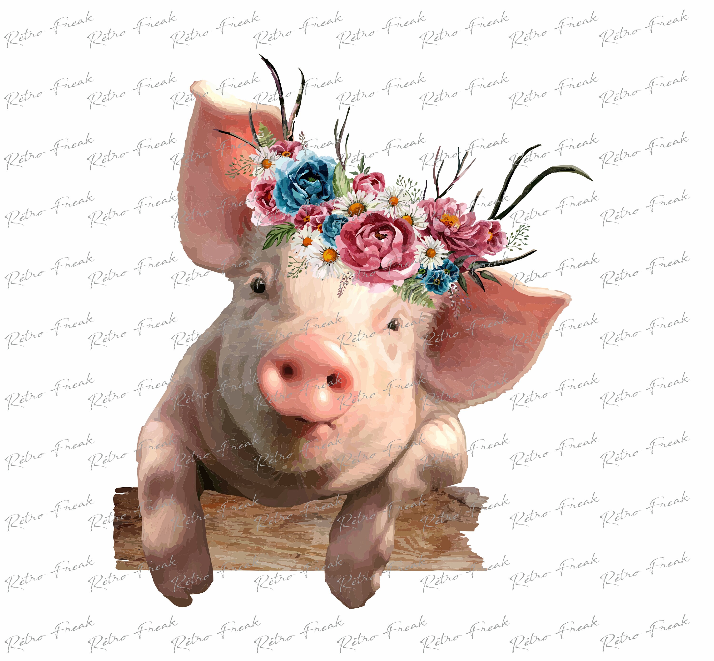 Pig With Flowers Sublimation Designs Download PNG Sublimation Graphics ...