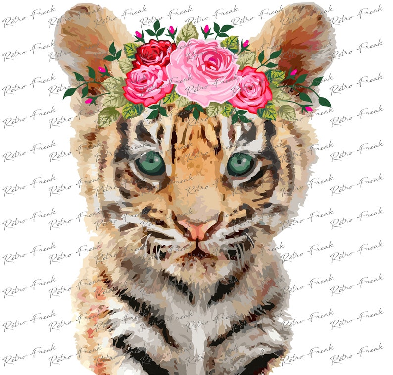 Sublimation Designs Tiger With Flowers Download PNG - Etsy