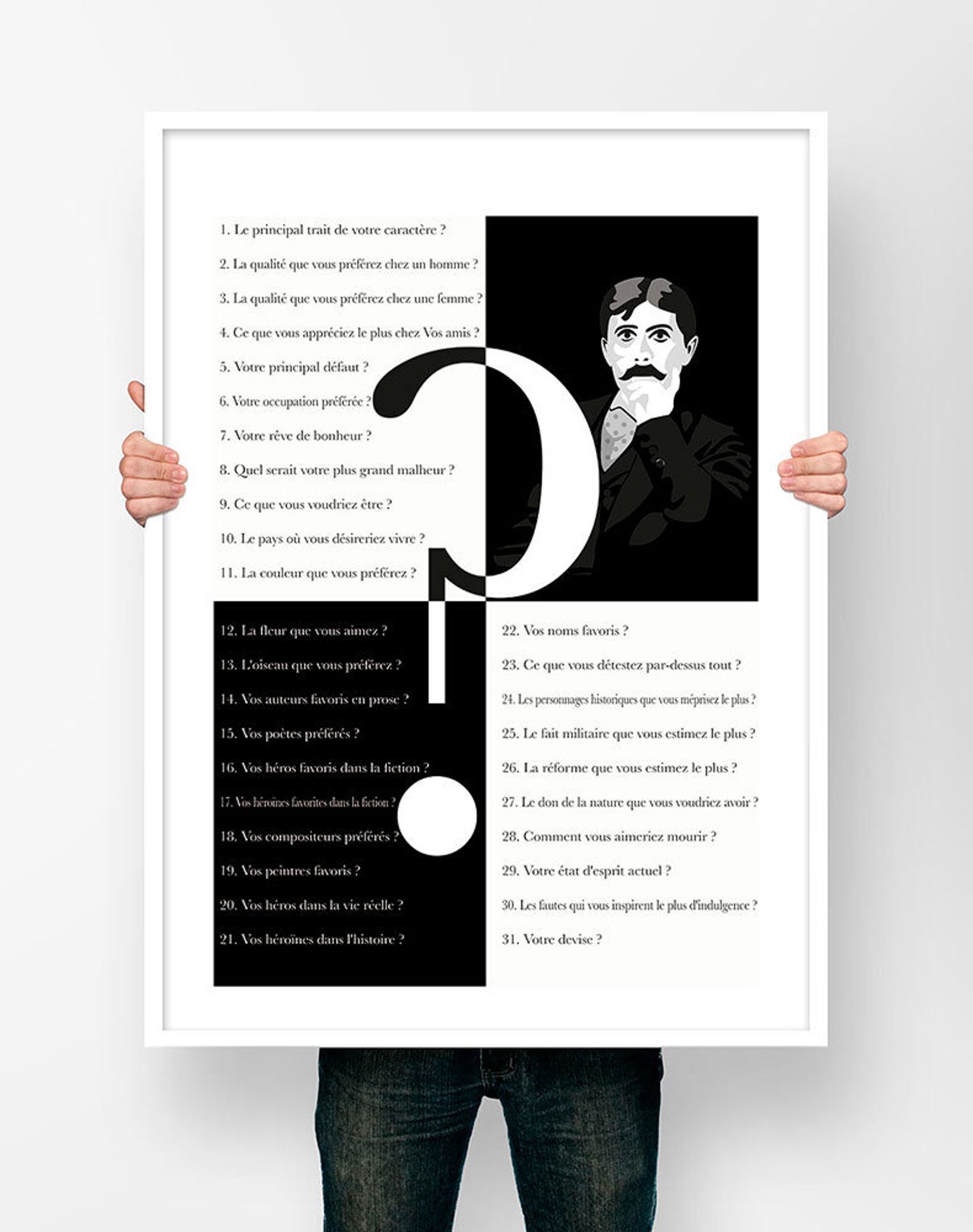Poster Illustration Questionnaire by Marcel Proust - Poster Literature ...