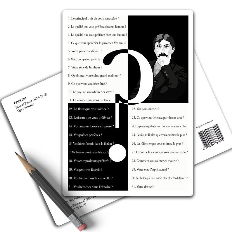 Poster Illustration Questionnaire by Marcel Proust Poster Literature ...