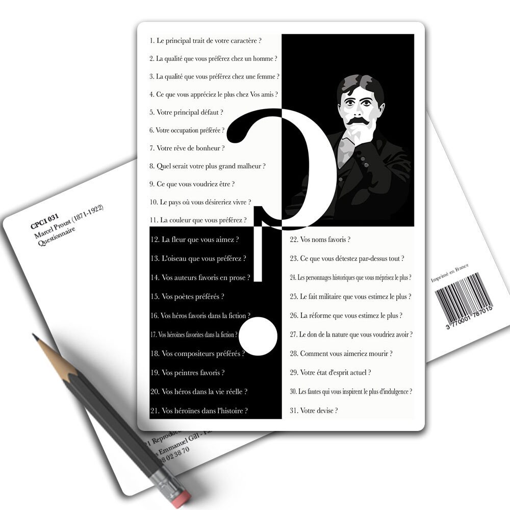 Poster Illustration Questionnaire by Marcel Proust Poster Literature ...