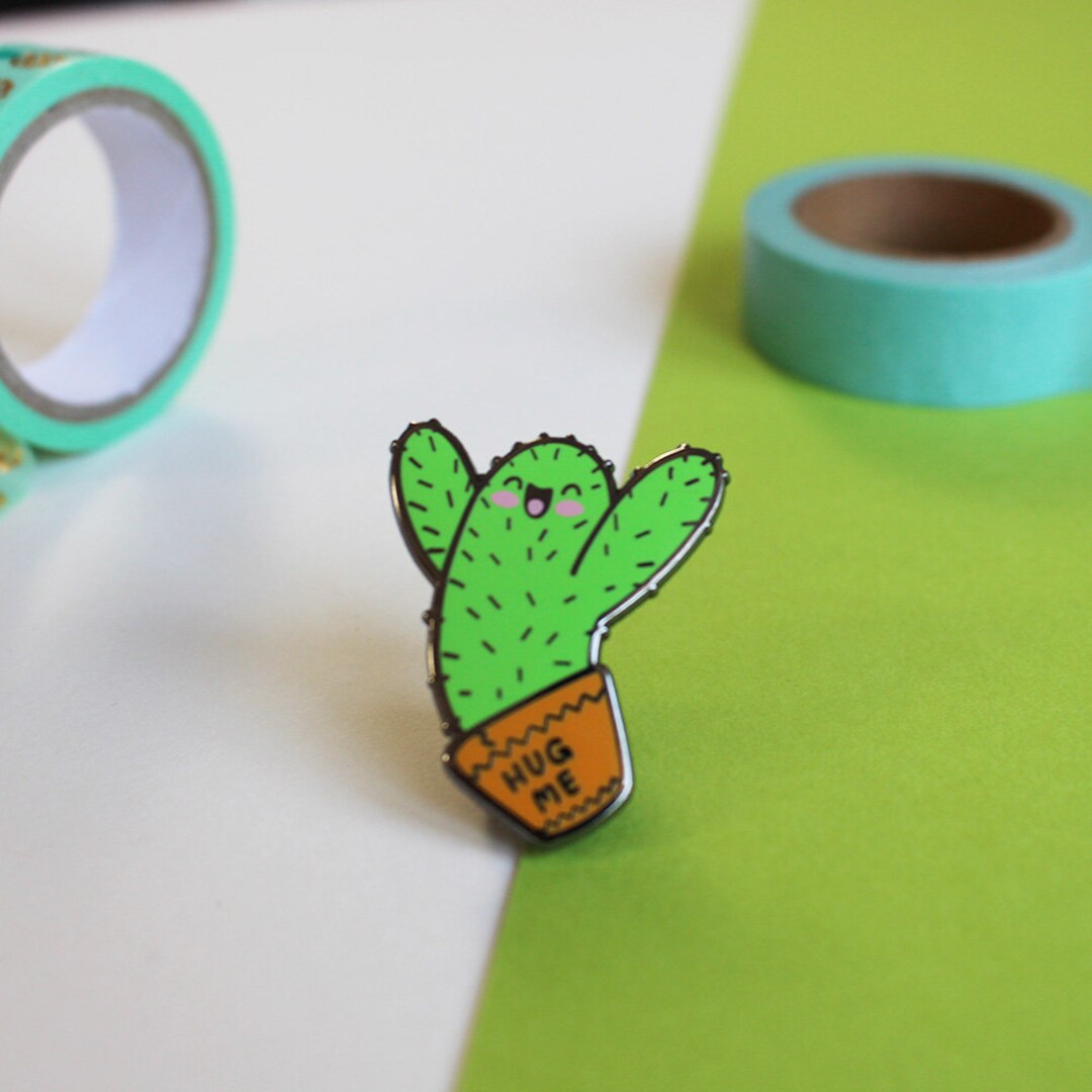 Little Cactus Pin/ Curtis the Cactus Pin/ Hard Enamel Pin/ Cactus Plant ...