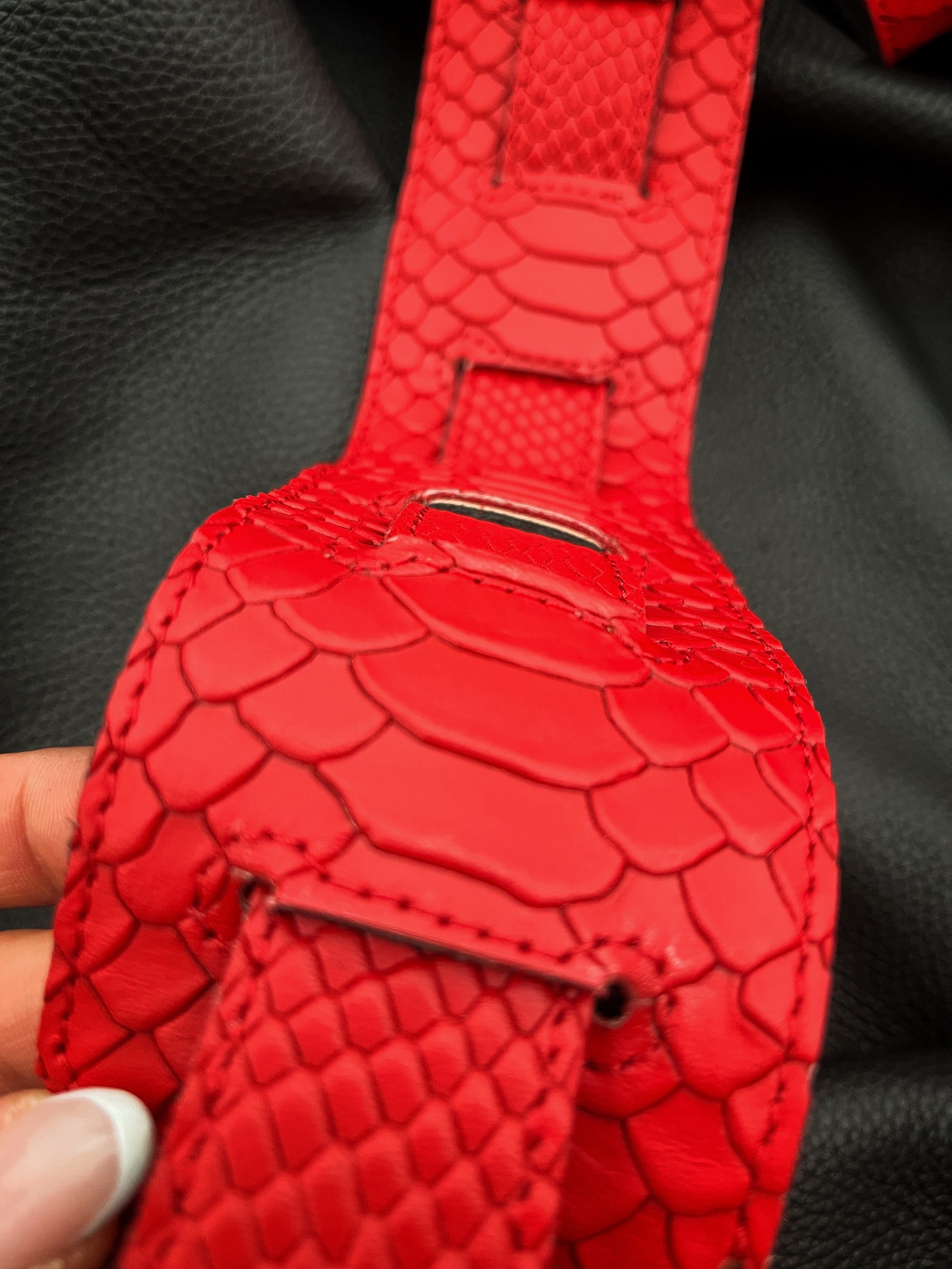 Red Snake Leather Guitar Strap, With Star Conchos - Etsy