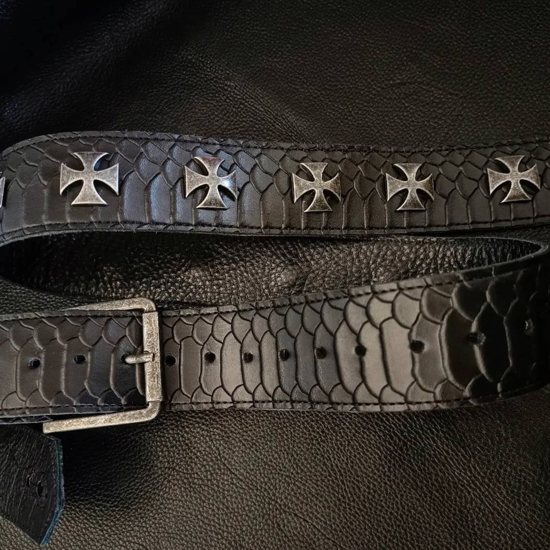 Leather Belt for Men Rocker Style, Heavy Metal Belt - Etsy