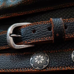 Genuine Leather Guitar Strap With Conchos and Shoulder Pad - Etsy