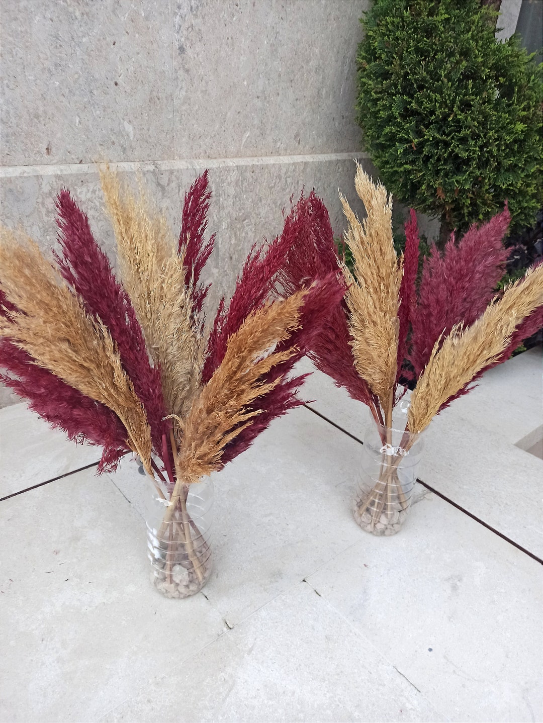 6-10-20stem MIX Pampas Grass+vase, Inexpensive Table Decor, Centerpiece ...