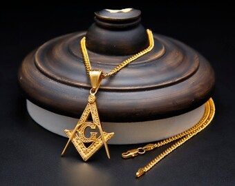 Square & Compass Masonic Necklace silver and Black2 - Etsy