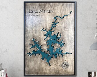 Map of Lake Martin - Etsy