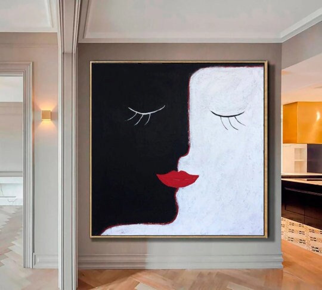 Faces Abstract Painting Large Abstract Acrylic Painting on Canvas Extra ...