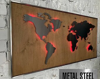 Wooden World Map Multicolor - Etsy