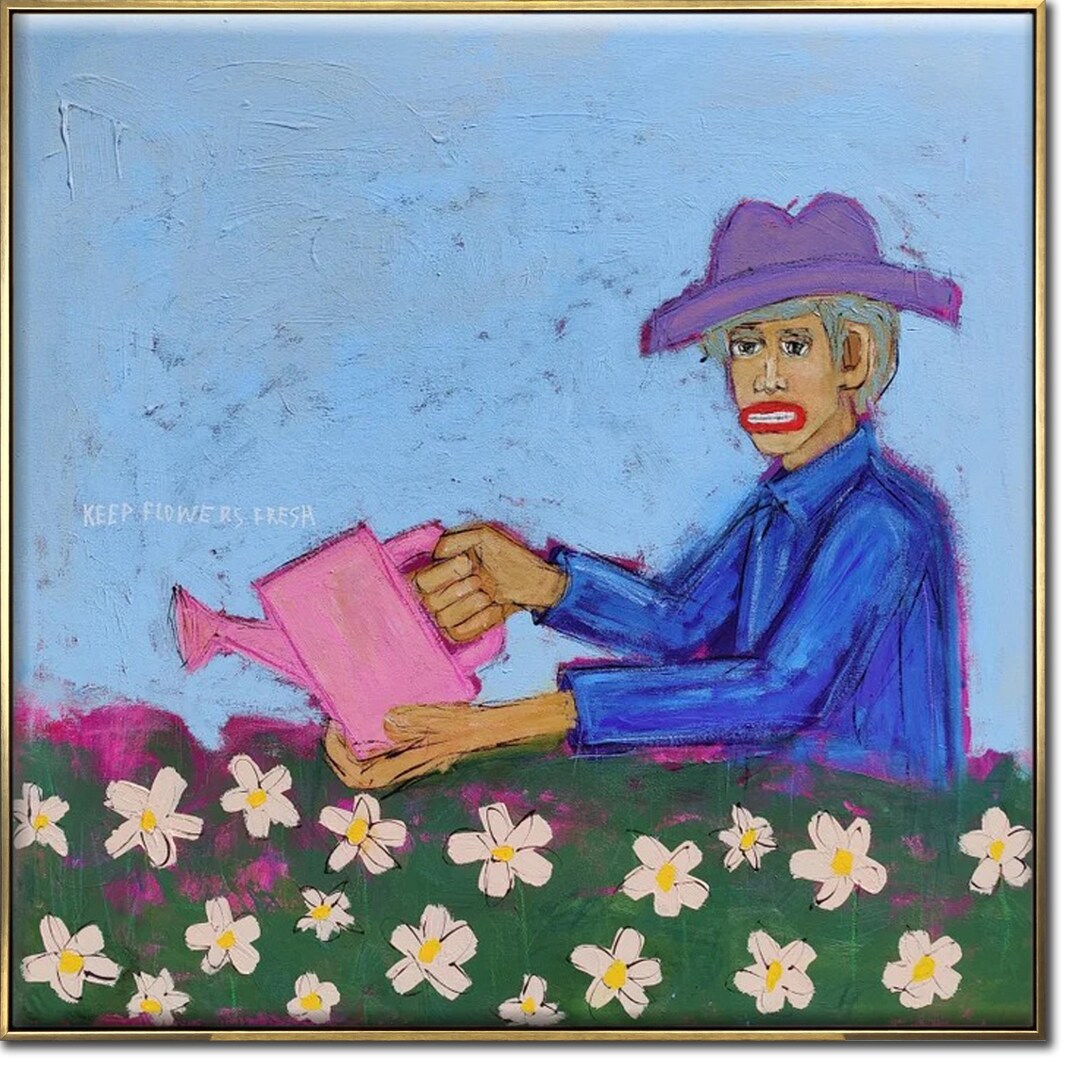 Vibrant Man Expressionist Painting Floral Garden Art Figurative ...