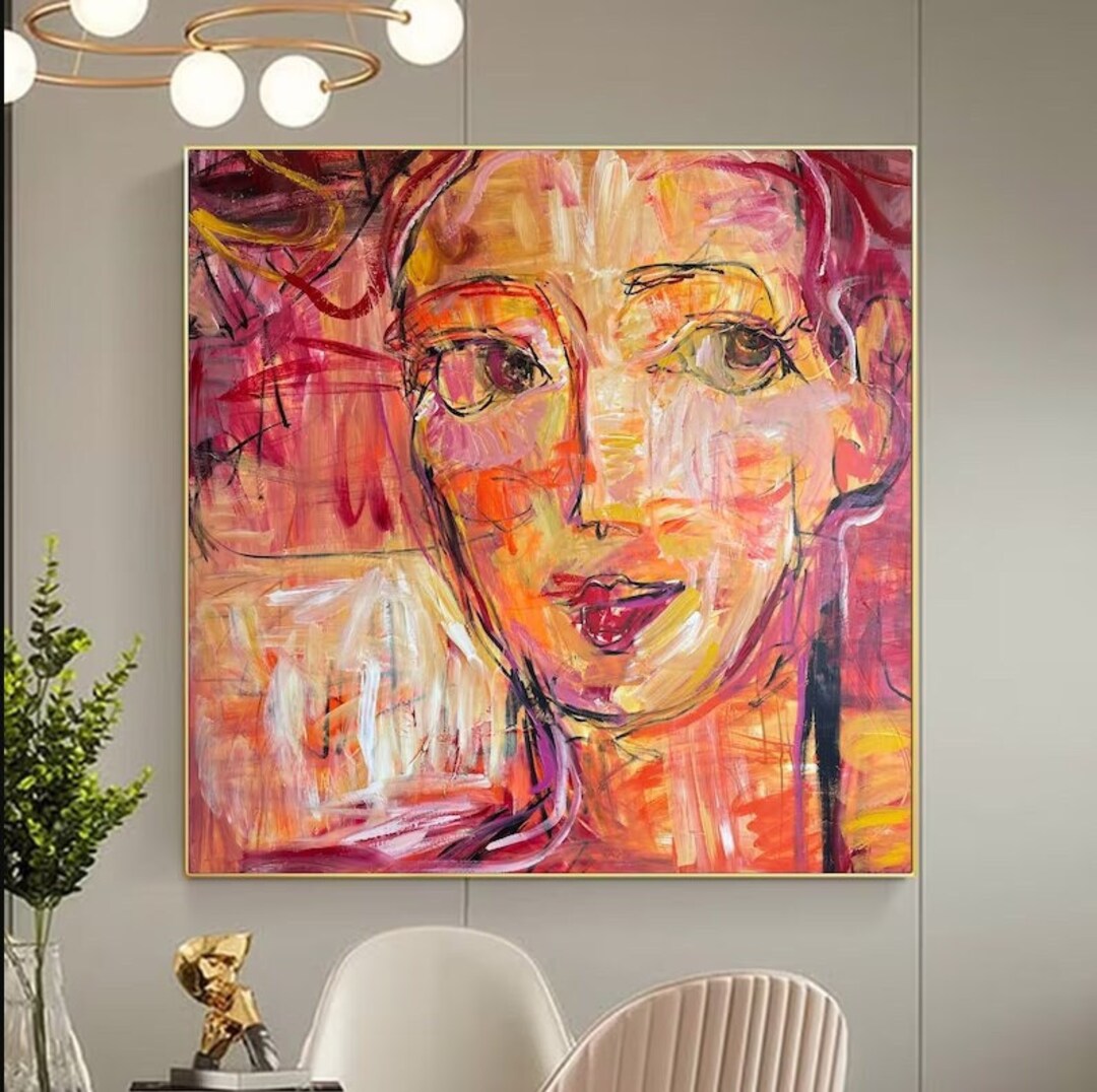 Figurative Abstract Art Large Face Painting Original Paintings - Etsy