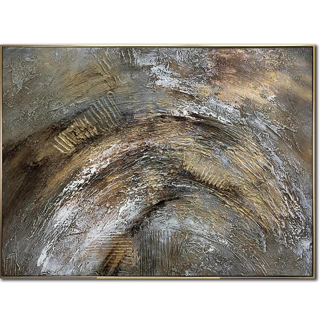 Large Arched Mixed Media Art Earthy Tones Rich Textured Art Soft Bold ...