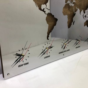 Metal World Map Time Zone Wall Decor Large Wall Clock World - Etsy