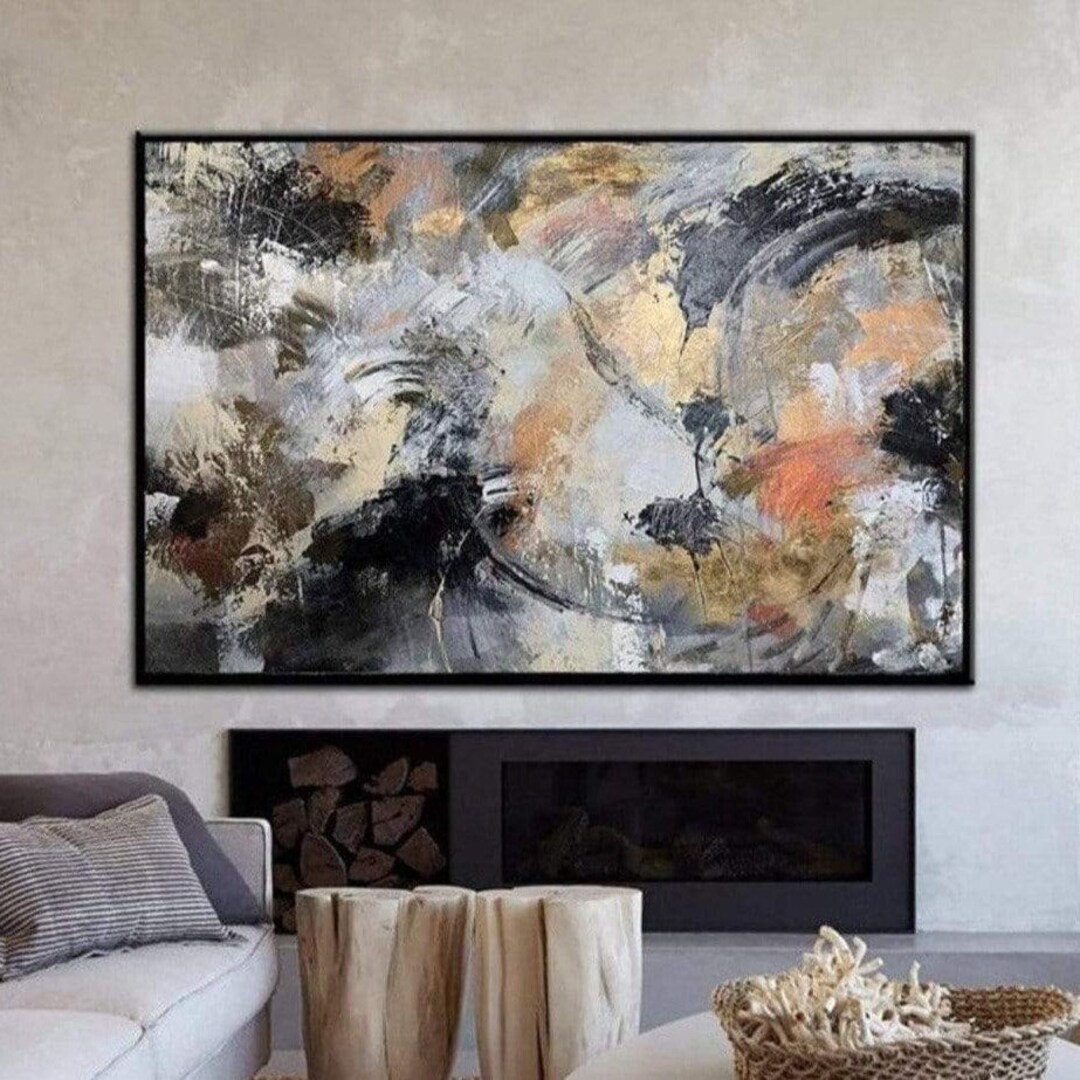 Large Framed Wall Art Colorful Painting on Canvas Contemporary - Etsy