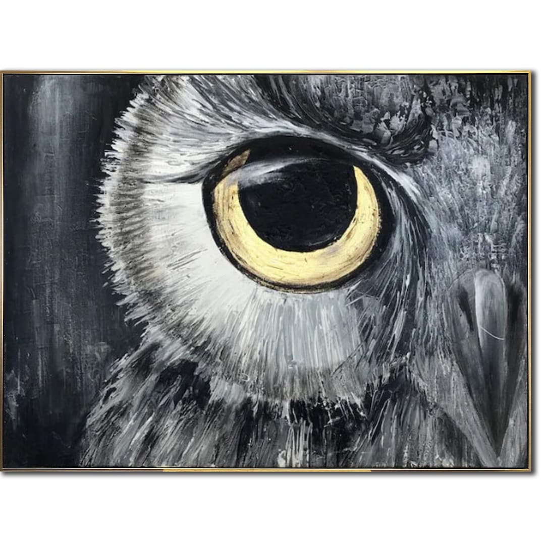 Modern Wall Art Decor Large Owl Abstract Painting Bird Eye Painting ...