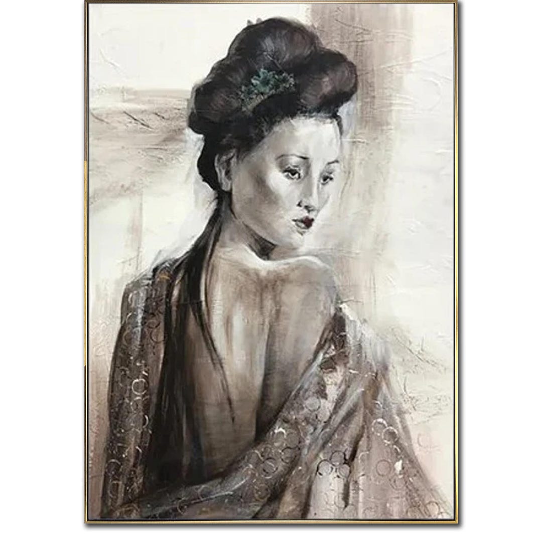 Original Abstract Japanese Geisha Paintings on Canvas Realism ...