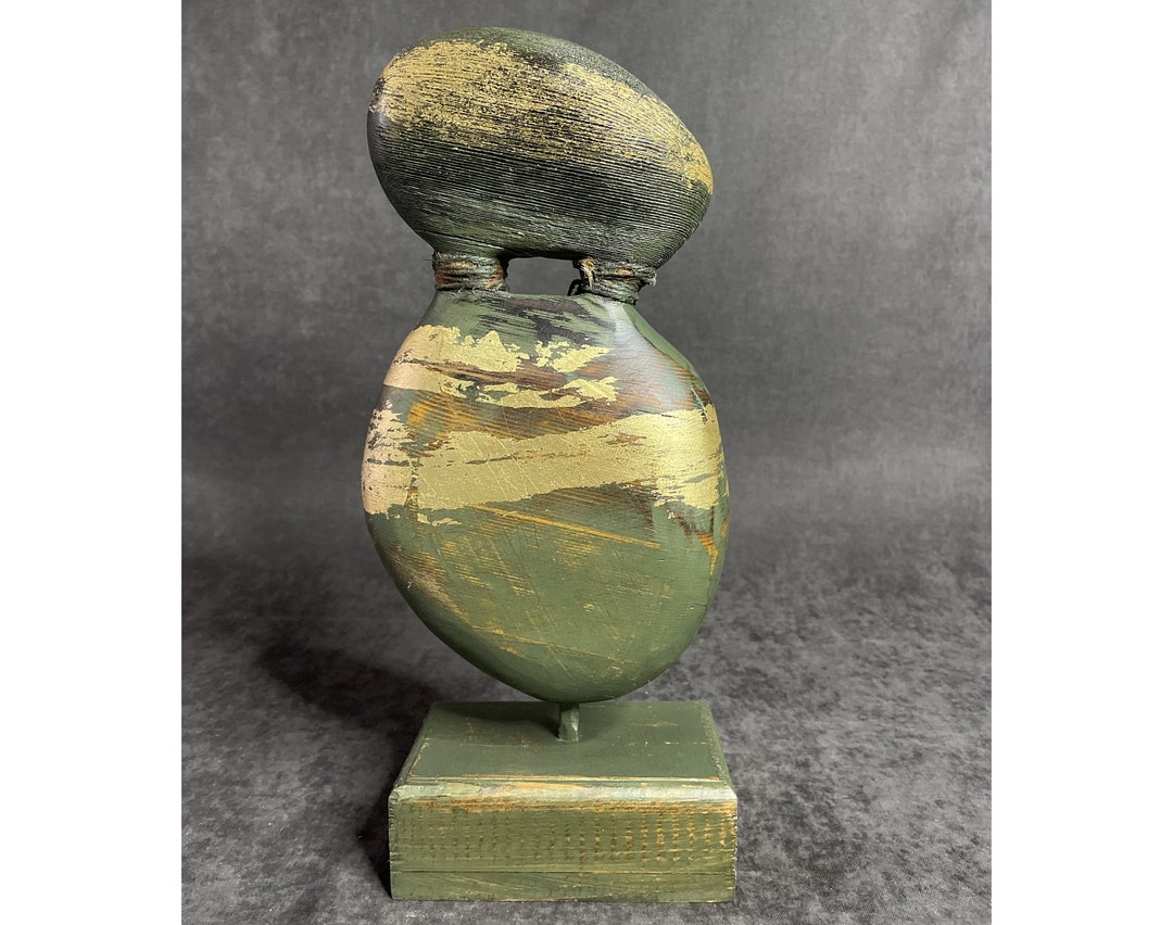 Organic Harmony Abstract Wood Sculpture in Earth Tones Modern Handmade ...