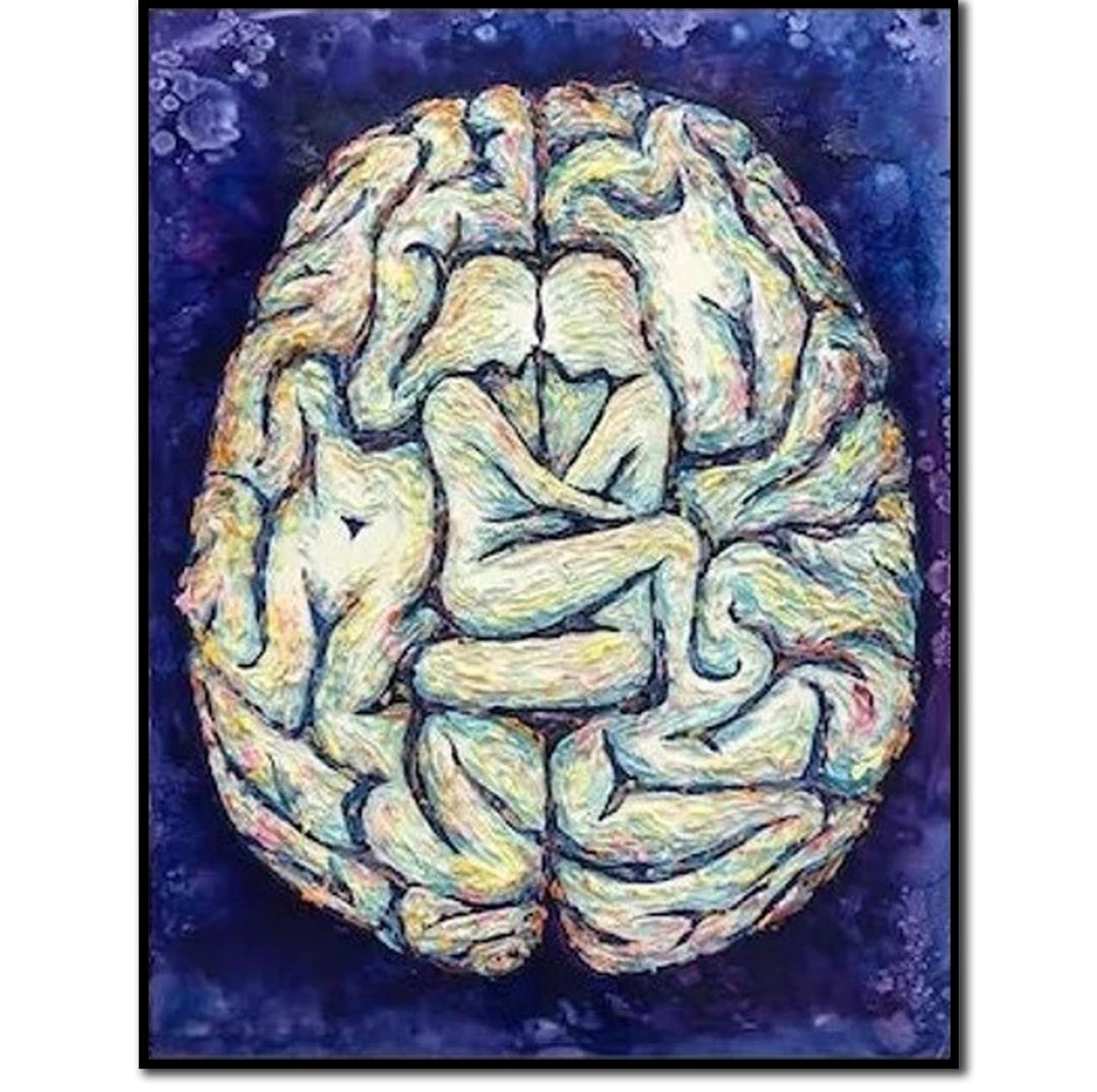 Abstract Surreal Brain Art With Human Figures Vibrant Conceptual ...