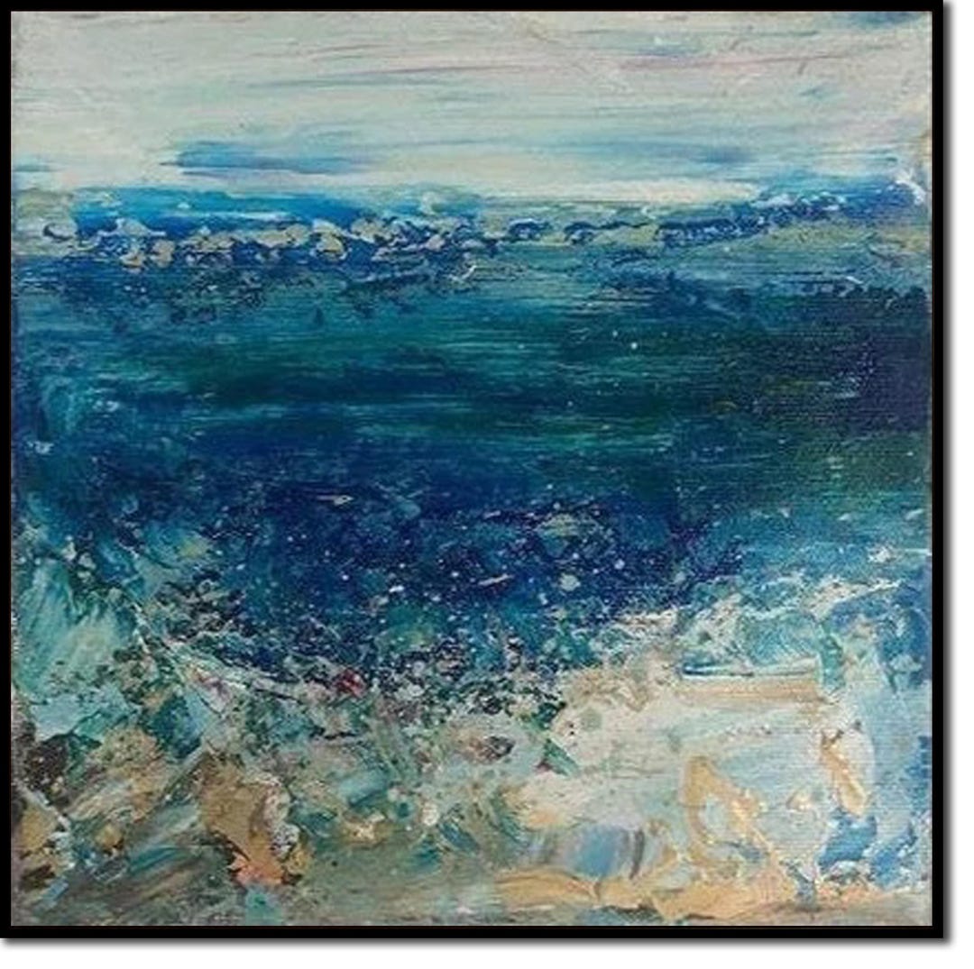 Original Blue Painting Seascape Landscape Acrylic Painting Extremely ...