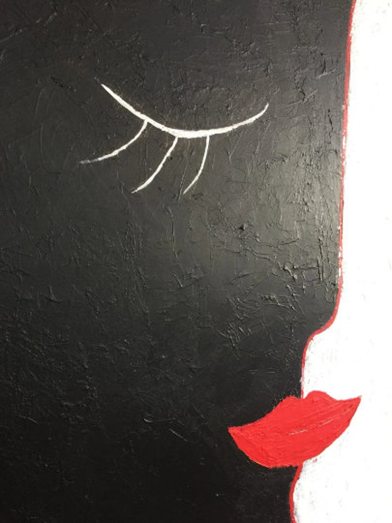 Large Minimalist Faces Painting – Black and White Figurative Acrylic ...