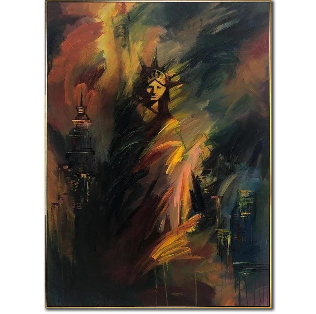 Abstract Statue of Liberty Paintings on Canvas Modern Symbol of Freedom ...