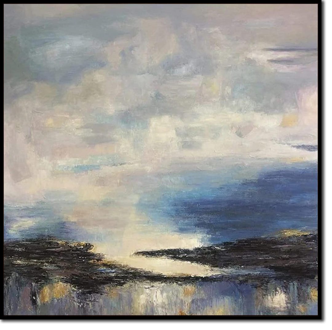 Large Original Abstract Blue Paintings on Canvas Abstract Nature Oil ...