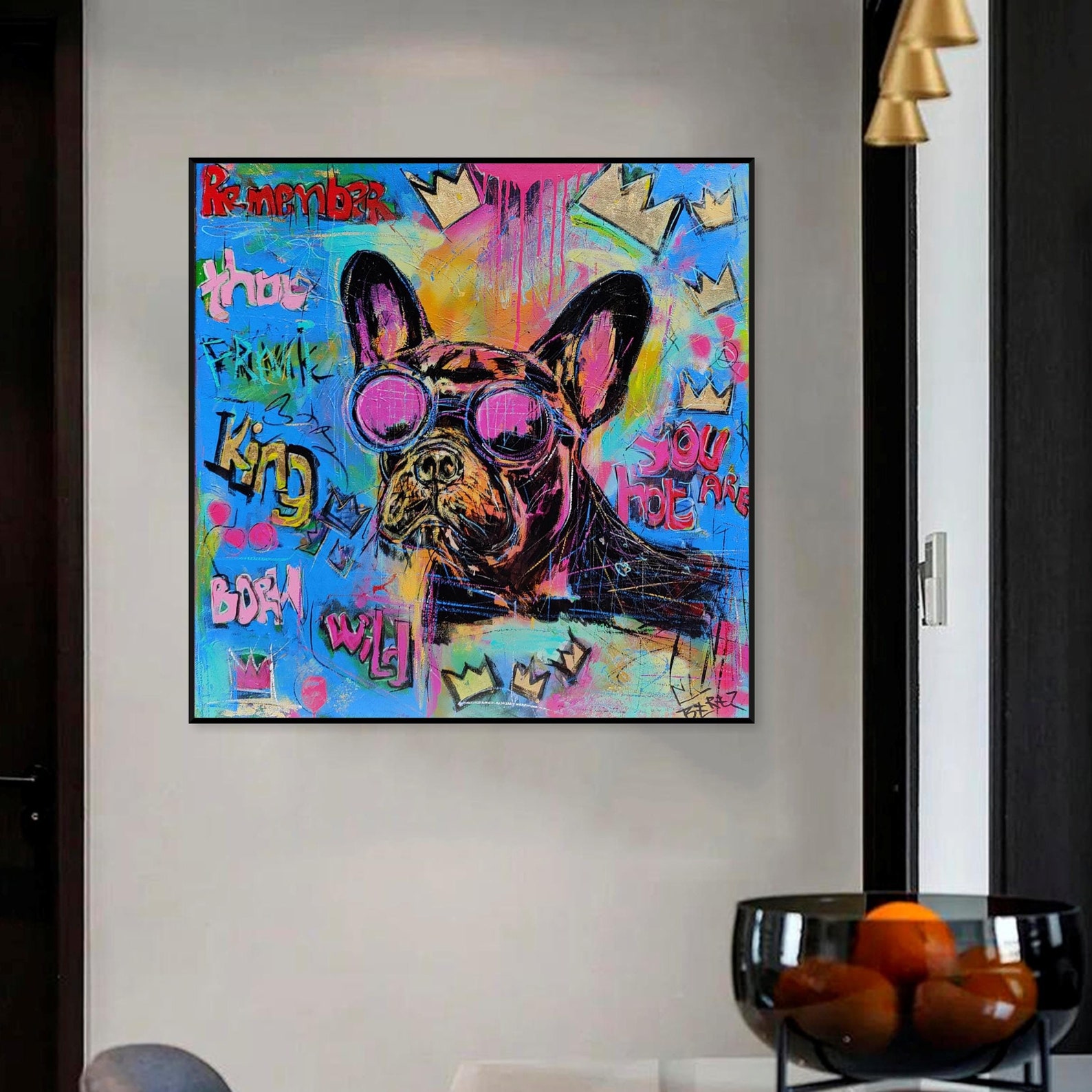Abstract Colorful Dog Pop Art Portrait Painting on Canvas Modern ...