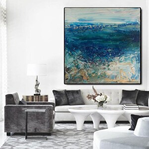 Original Blue Painting Seascape Landscape Acrylic Painting Extremely ...