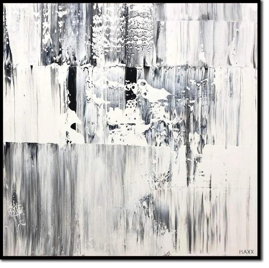 White Textured Abstract Painting: Minimalist Scandinavian Wall Art - Etsy