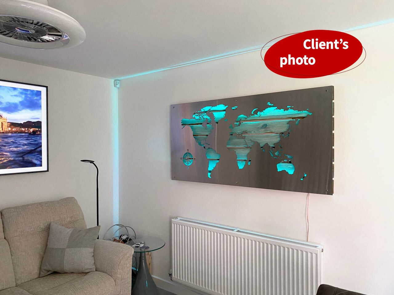 Unique RGB Metal World Map Ambient Light Map Wooden World Map - Etsy UK