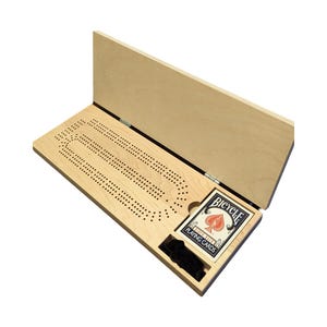 Maple Cribbage Board. This Cribbage Board Comes With Hinged Cover and Can Be Personalized With ...