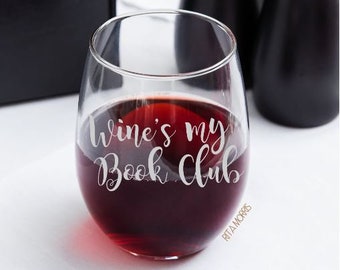 Book club wine glass | Etsy