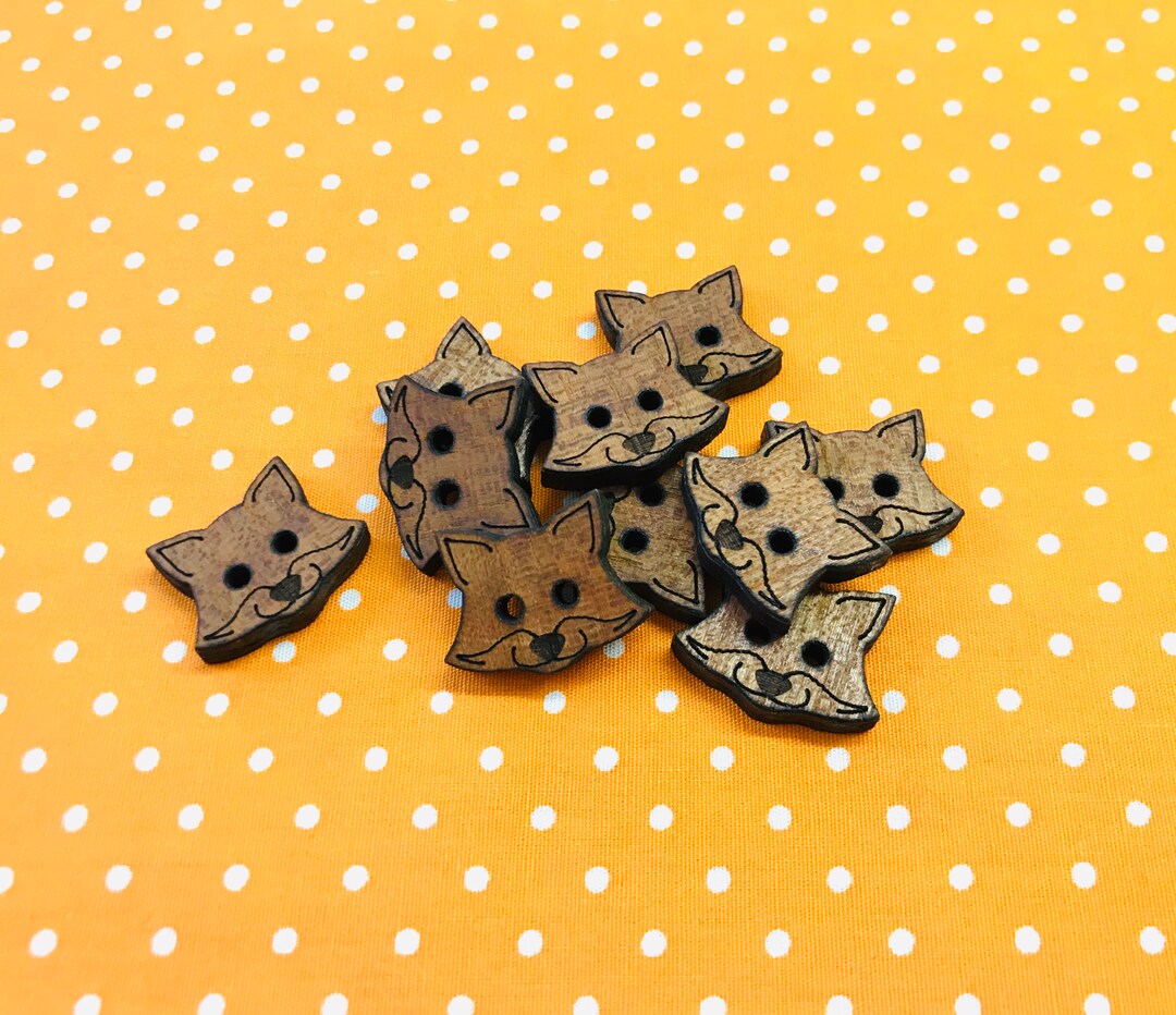 10 Fox Wooden Buttons Laser Cut Handmade Foxes Faces - Etsy