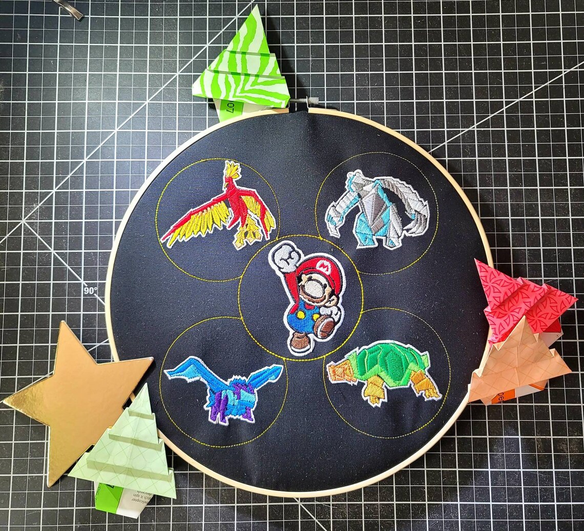 Mario Art Origami King Vellumental Bosses and Mario 12x12 Hoop ...
