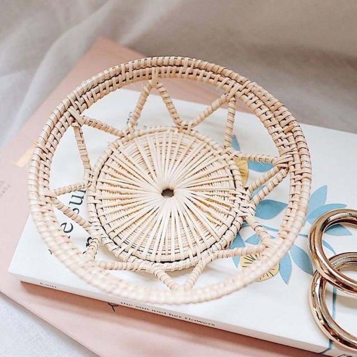 Rattan Coaster, Woven Coaster, Straw Coaster, Platemat, Handicraft ...