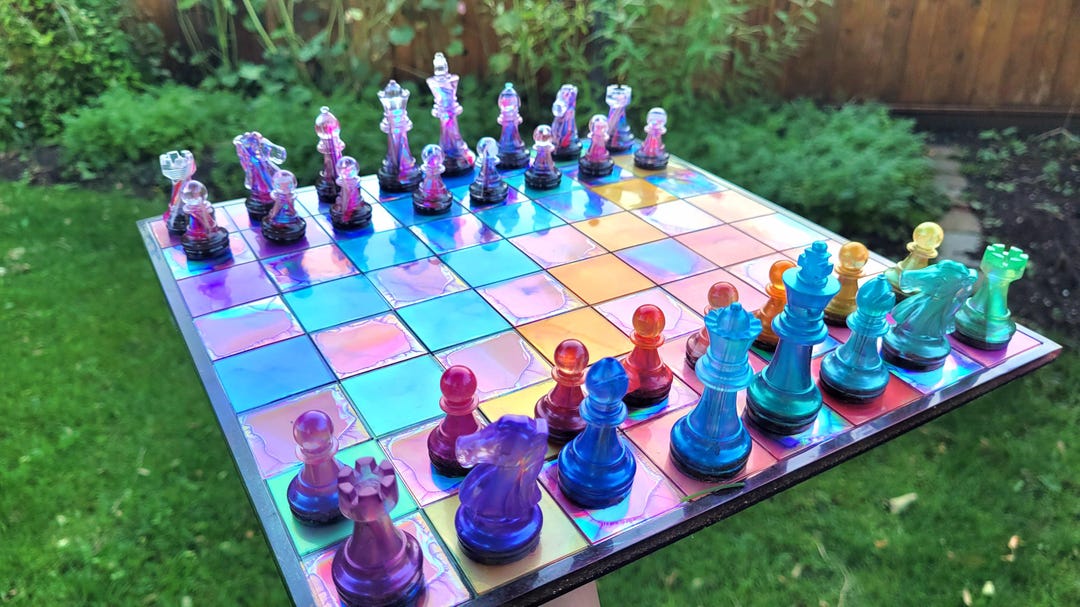 Purple, Rainbow, and Black Chess Set Made to Order, Made From Recycled ...