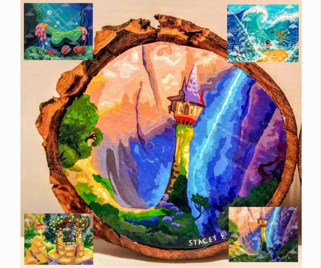 Disney Wood Round or Art Print: Tangled/rapunzel, Little Mermaid/ariel ...
