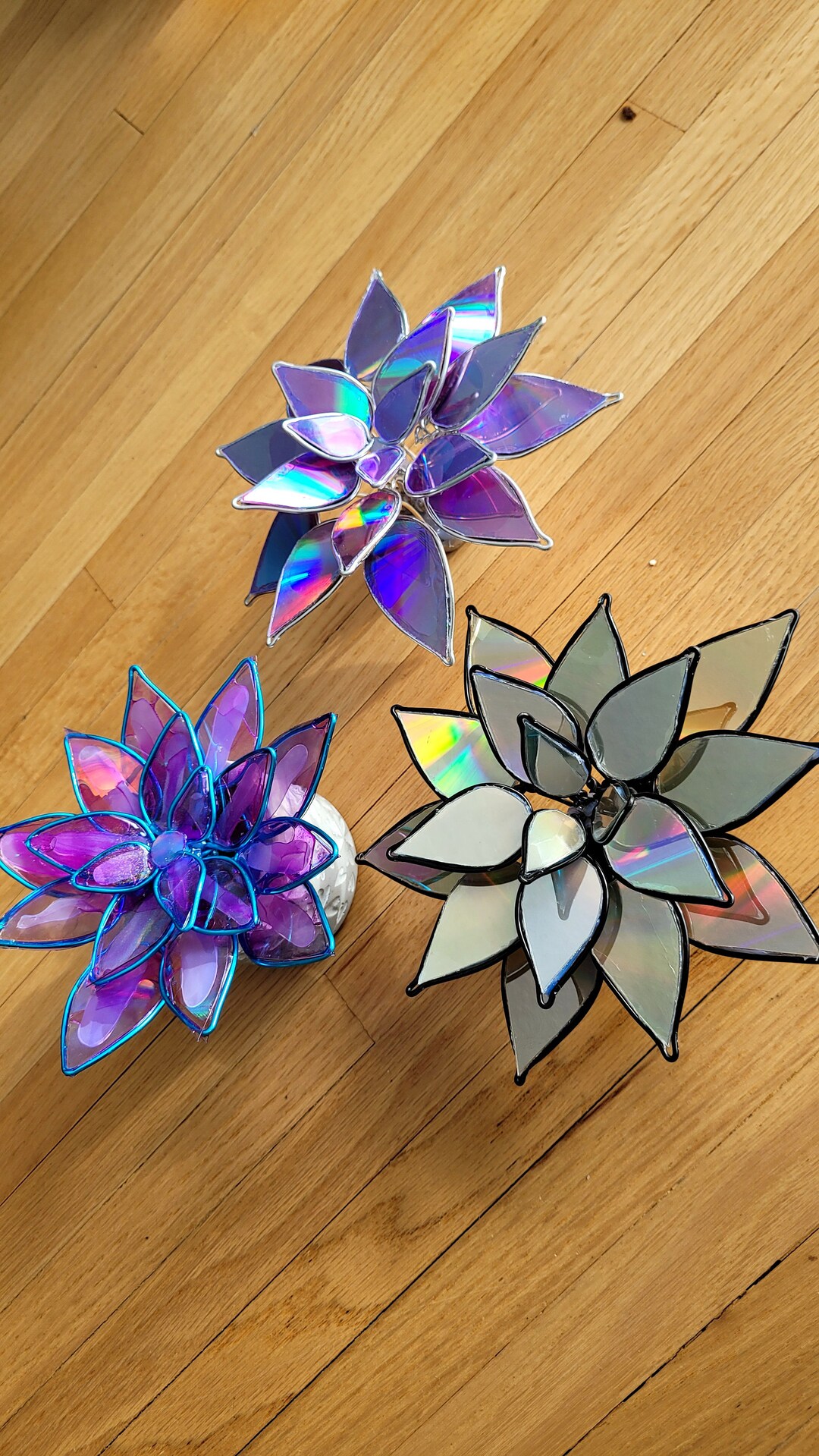 Rainbow Casting Garden Succulent Made From Recycled Discs and Wire - Etsy