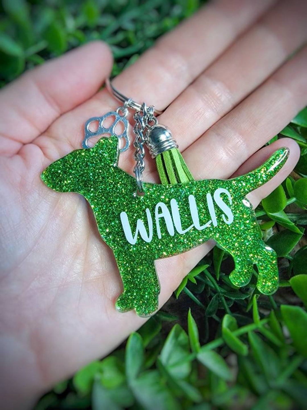 Customizable Bull Terrier Glitter Keychain, Personalized Bull Terrier ...