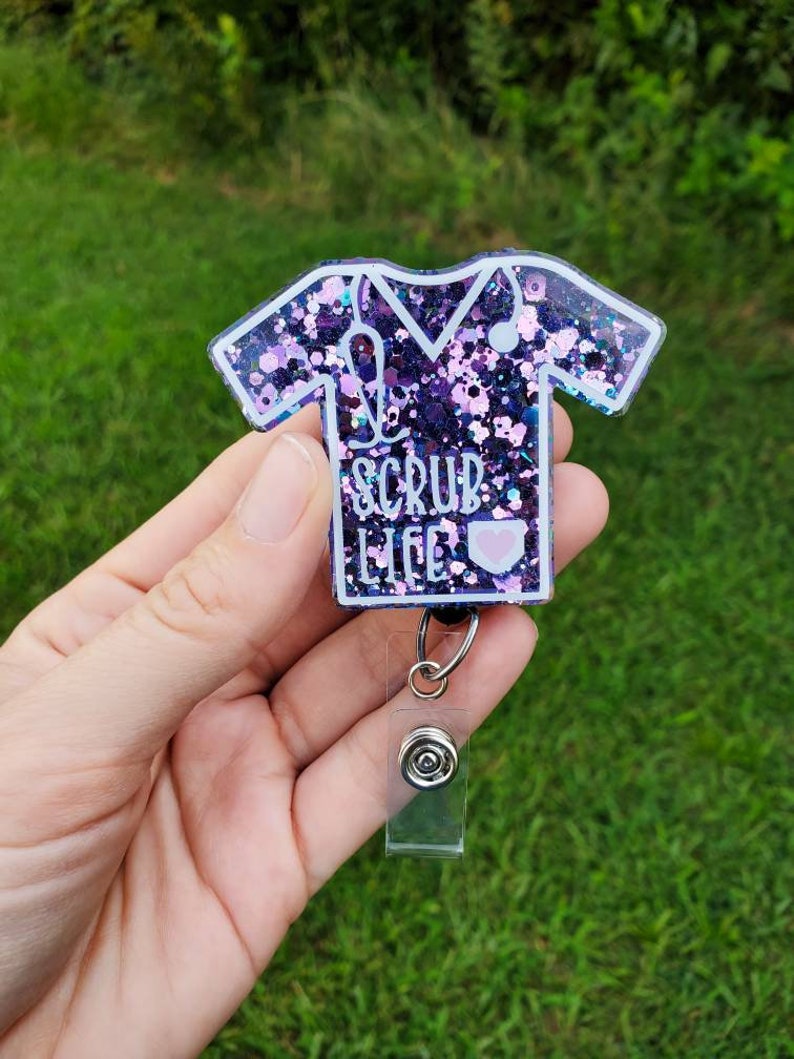 Color Shifting Scrub Life Glitter Badge Reel decorative badge | Etsy