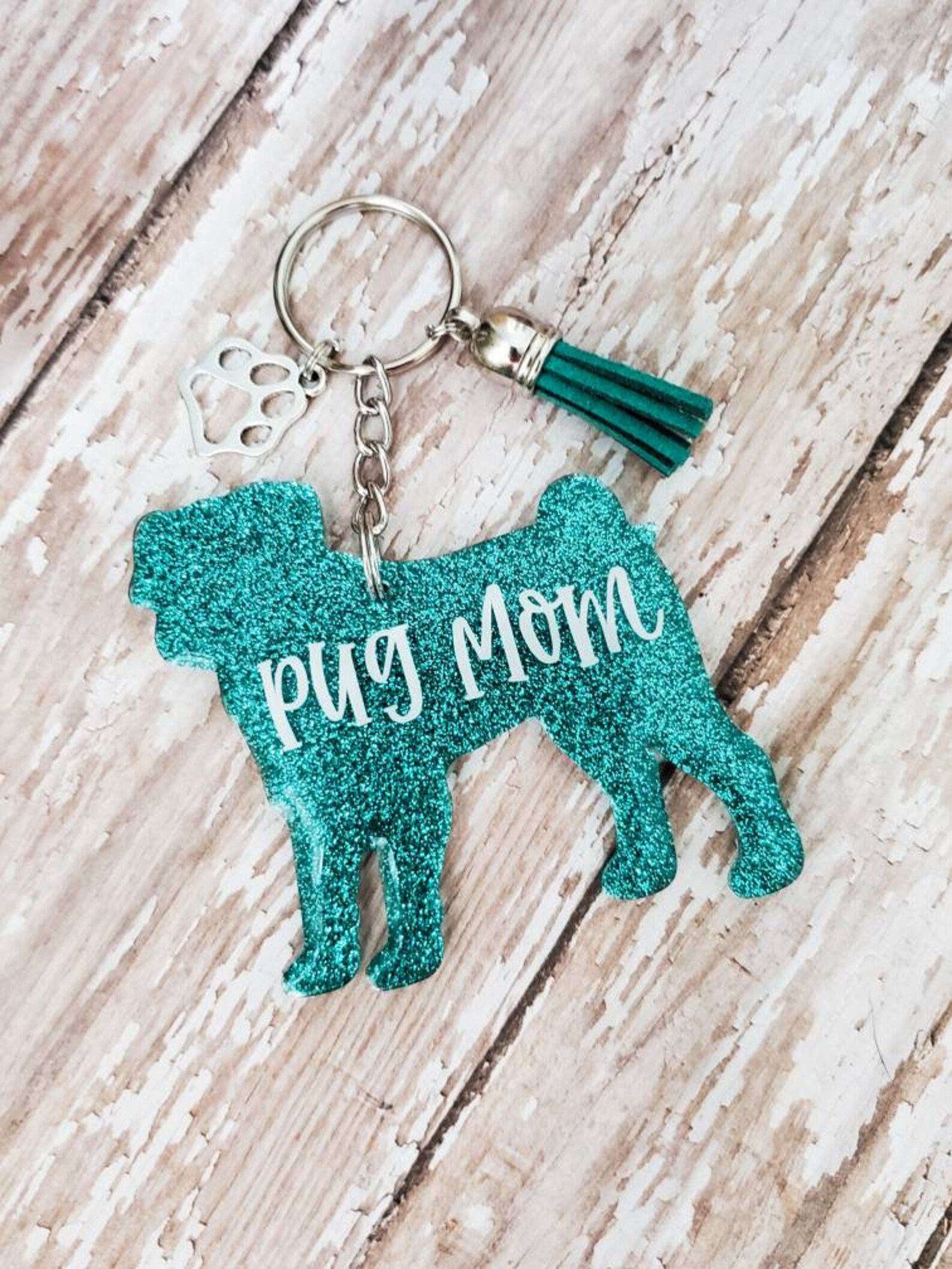 Customizable Pug Keychain Personalized Pug Keychain Pug Mom | Etsy