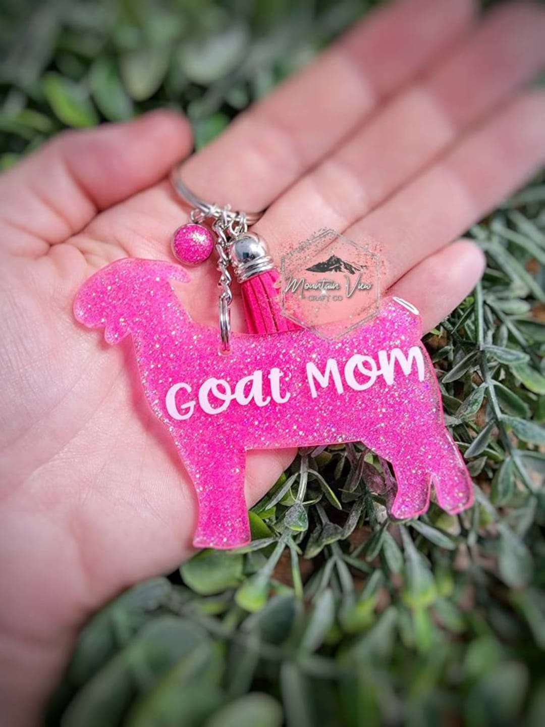 Customizable Show Goat 4H Glitter Keychain, Personalized Goat Keychain ...